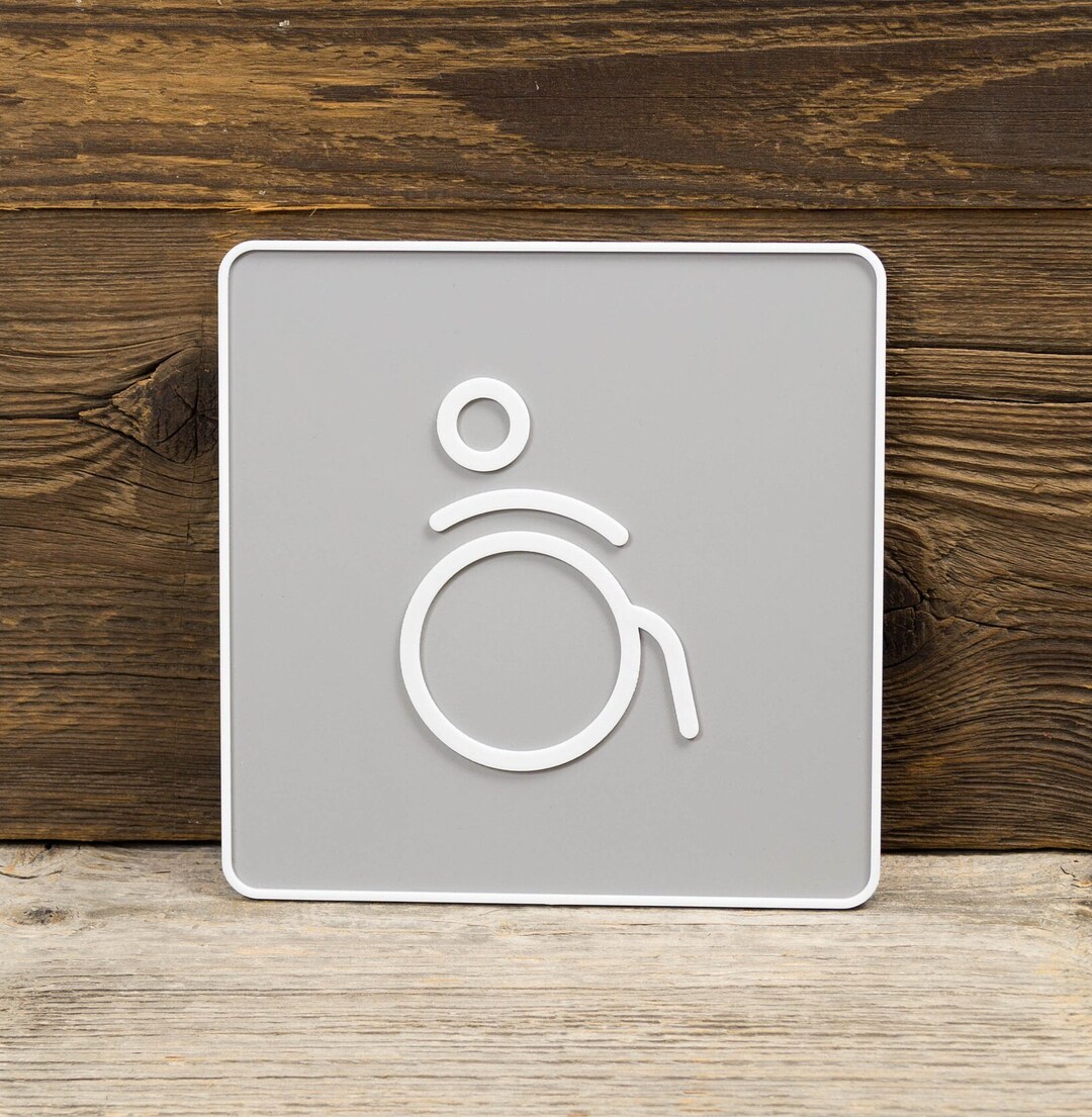 Modern 3D Printed Disabled Restroom Sign - Sleek Bathroom Door Decor ...