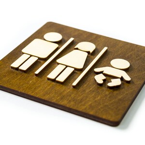 Unisex & Nursery Toilet Door Sign, WC Sign, Restroom Door Sign, Toilet ...