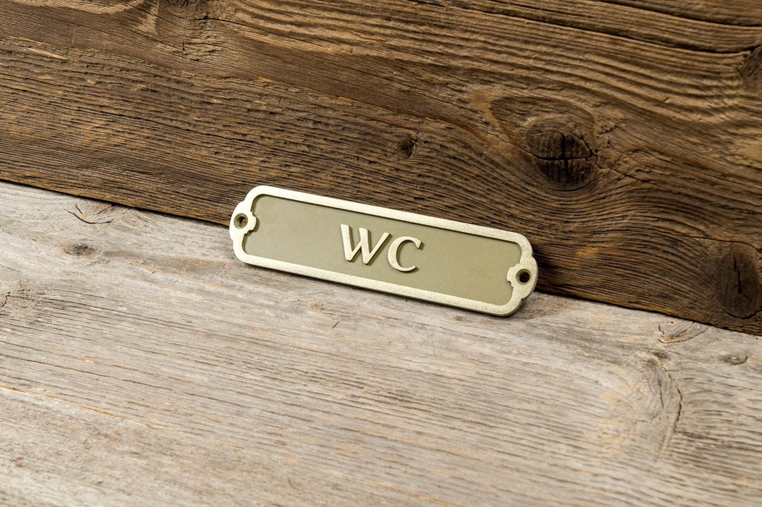 WC Door Sign - Cold Cast Brass Sign. Vintage Style Door Plaque. for ...