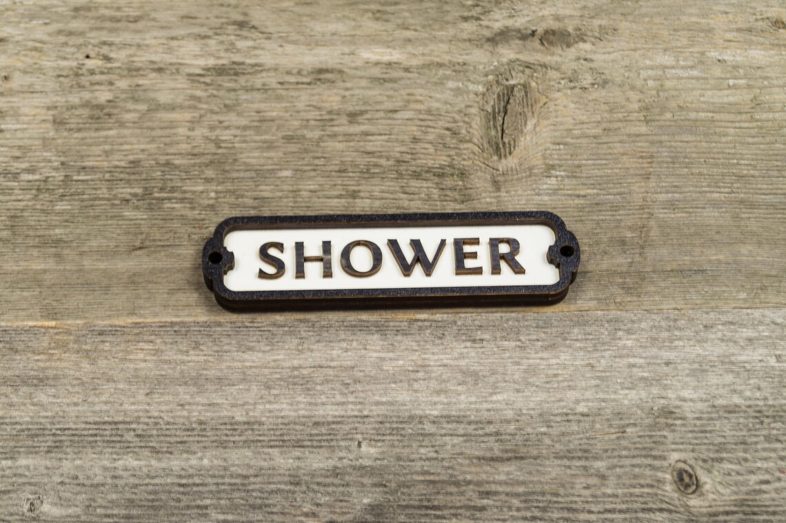 Shower Door Sign, Toilet Door Sign, Door Plaque, Vintage Style, Railway ...