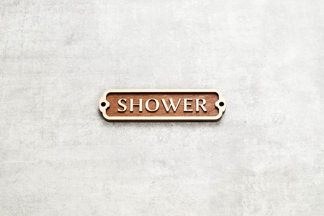 Shower Door Sign, Toilet Door Sign, Door Plaque, Vintage Style, Railway ...