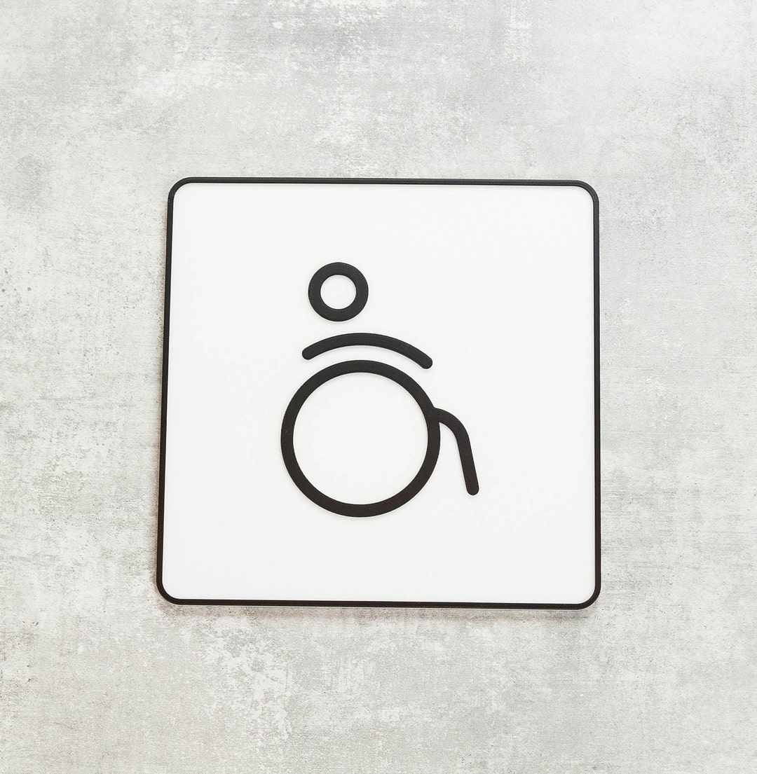 Modern 3D Printed Disabled Restroom Sign - Sleek Bathroom Door Decor ...
