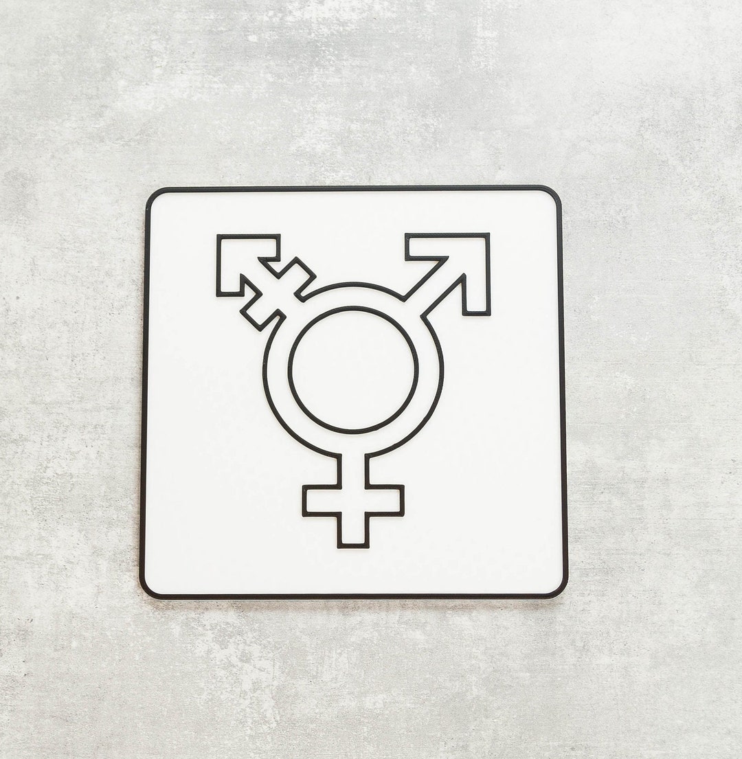 Modern 3D Printed All Gender Restroom Sign - Sleek Bathroom Door Decor ...