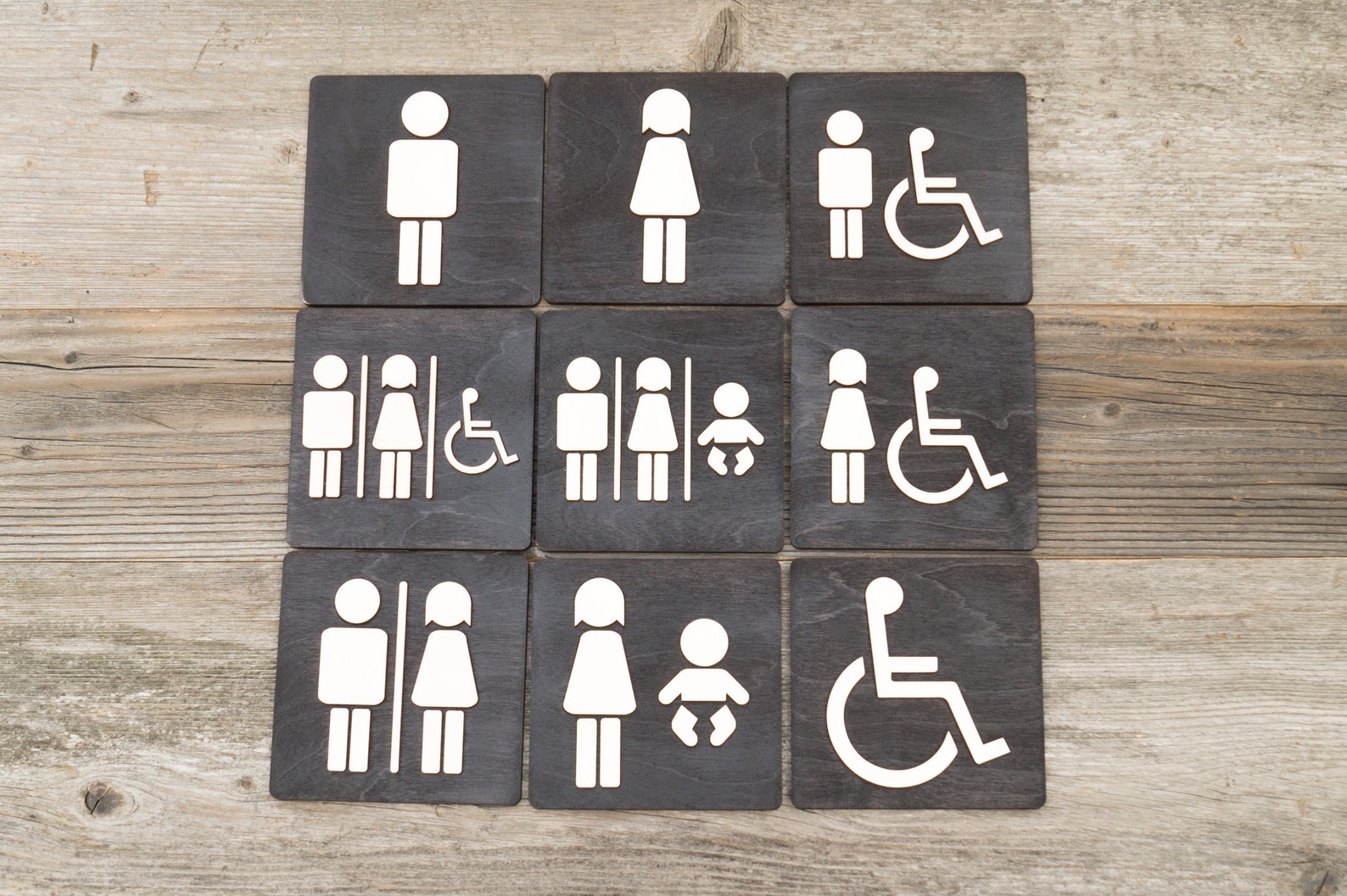 Toilet Door Sign. Wooden Rustic Restroom Signs Set. - Etsy