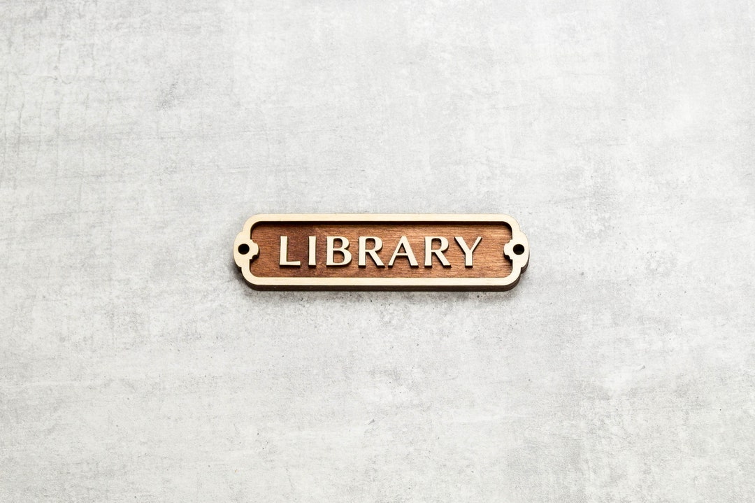 Wood Library Door Sign. Closet Sign. Vintage Style Wall Plate. - Etsy
