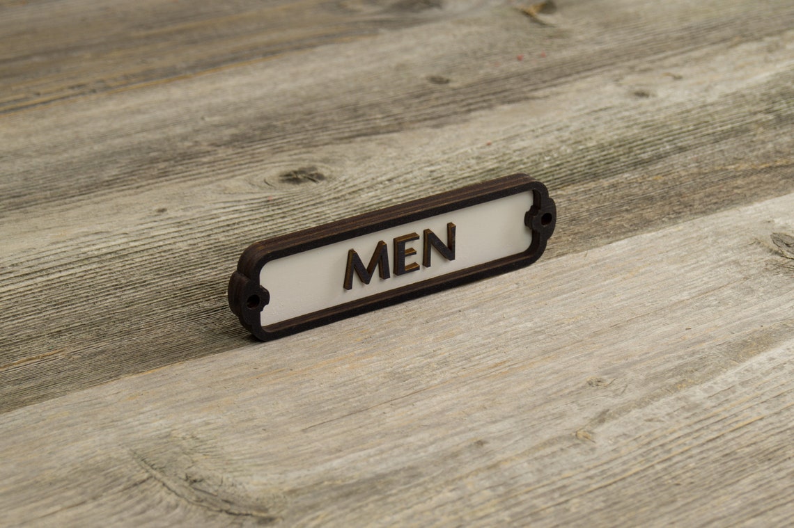 Wooden Men Restroom Door Sign. Vintage British Railway Style. Handmade ...