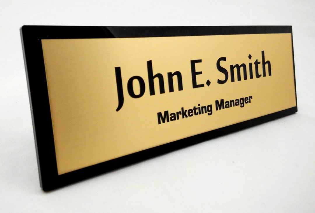 Personalised Acrylic Name Plate With Brushed Brass Effect. - Etsy