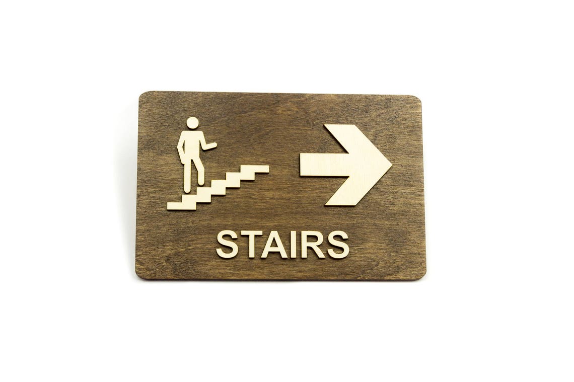 Stairs Sign Staircase Direction. Wooden Door or Wall Sign. - Etsy