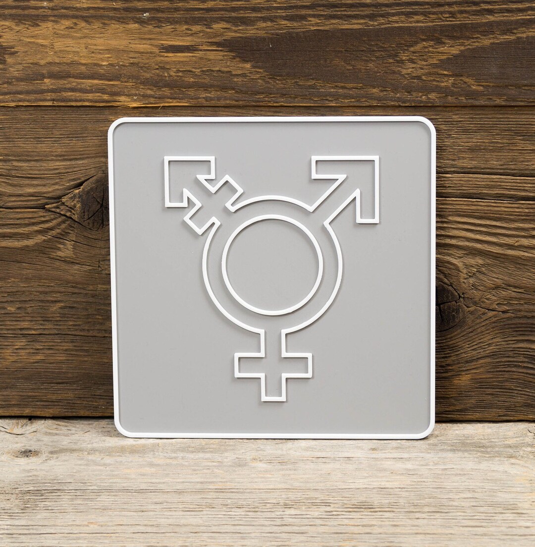 Modern 3D Printed All Gender Restroom Sign - Sleek Bathroom Door Decor ...