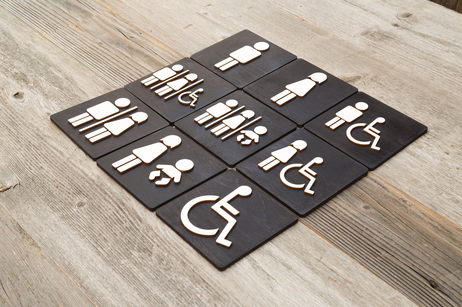 Toilet Door Sign. Wooden Rustic Restroom Signs Set. - Etsy