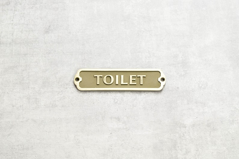 Toilet Door Sign - Cold Cast Brass Sign. Vintage Style Door Plaque. for ...