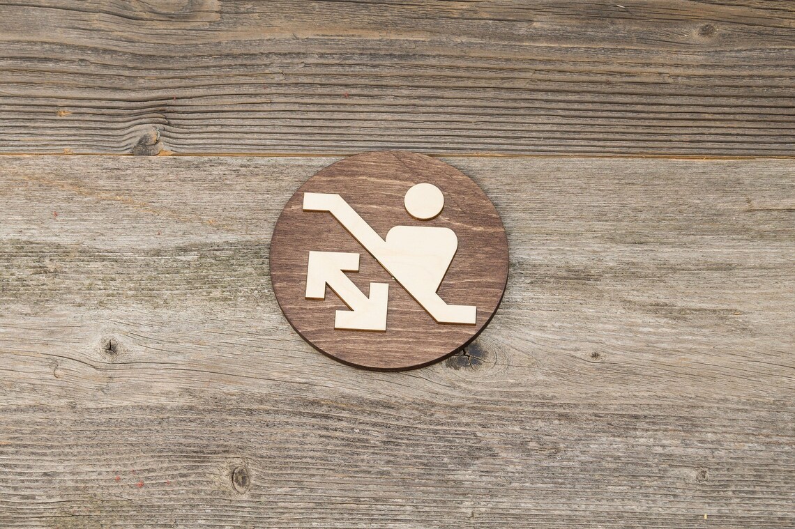 Round Escalator up and Down Wooden Sign. Automated Stairs Plate. - Etsy