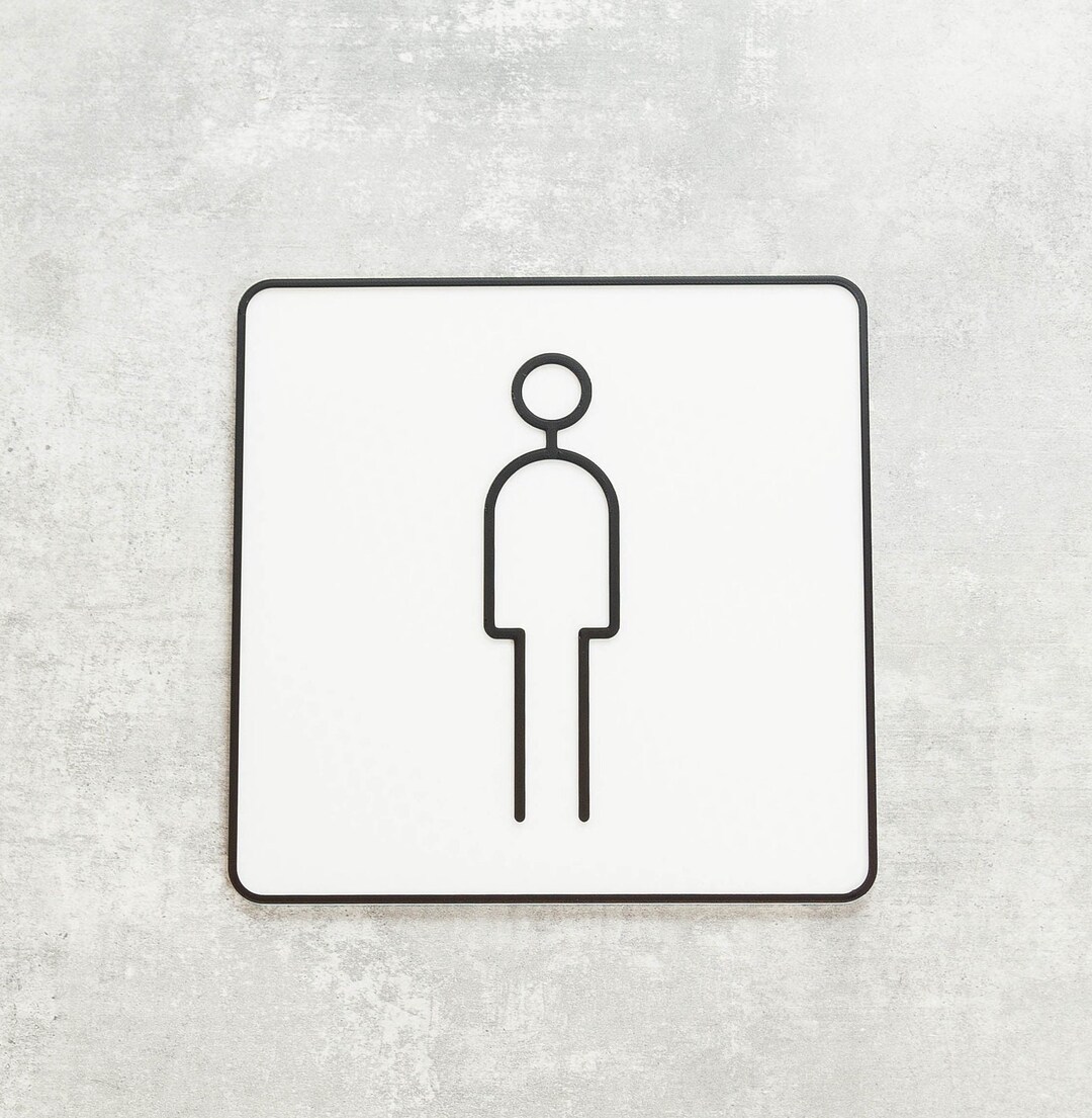 Modern 3D Printed Men Restroom Sign - Sleek Bathroom Door Decor - Male ...