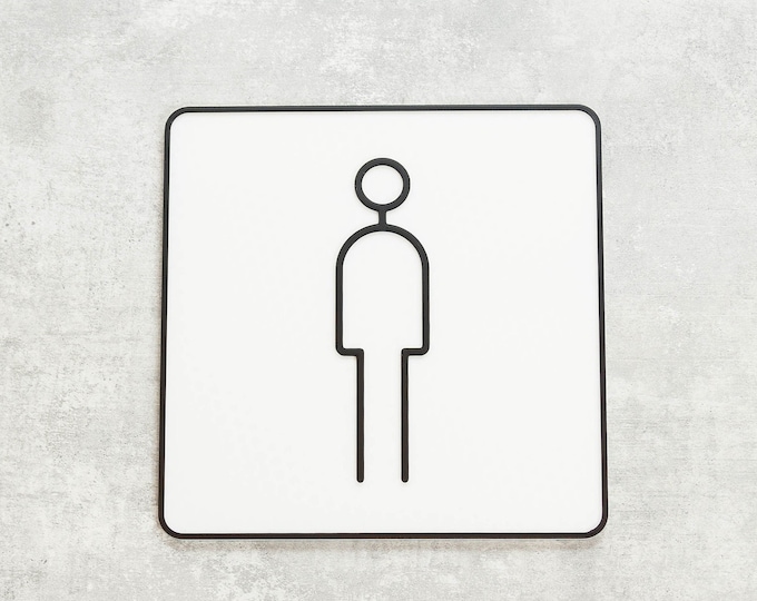 Modern 3D Printed Men Restroom Sign - Sleek Bathroom Door Decor - Male ...