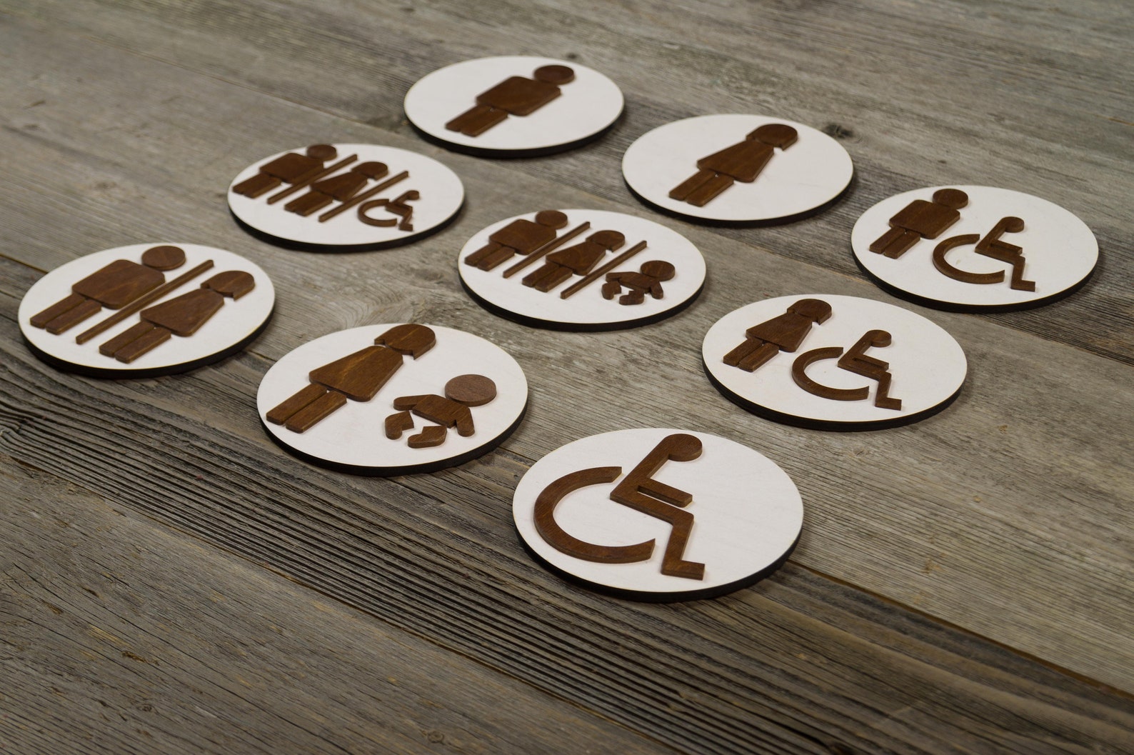 Round Toilet Door Sign With Dark Insert. Many Shapes | Etsy