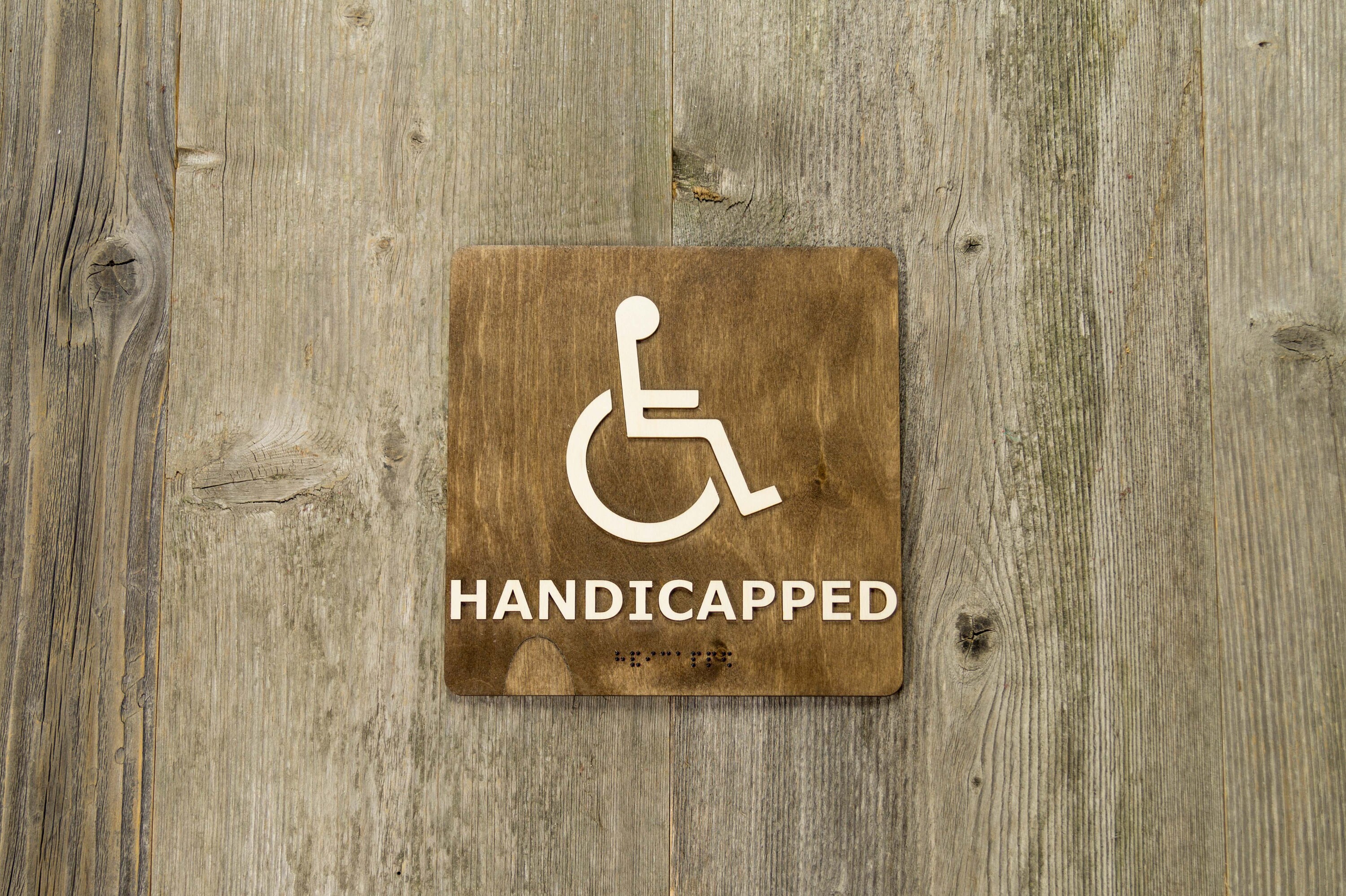 Handicapped Restroom Toilet Door Sign With Braille Dots WC - Etsy