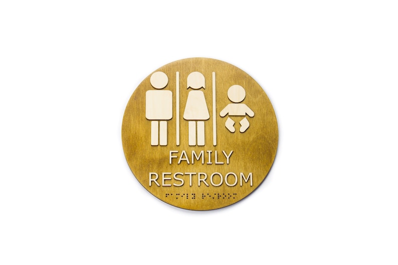 Family Restroom Toilet Door Sign With Braille Dots WC Sign | Etsy