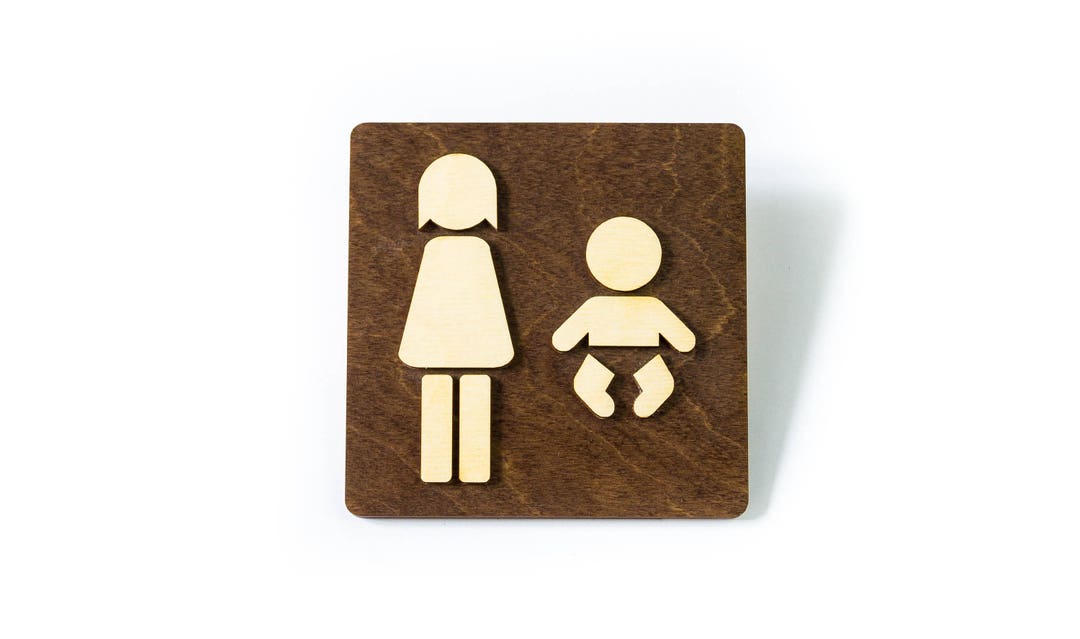 Women & Nursery Toilet Door Sign, WC Sign, Restroom Door Sign, Toilet ...