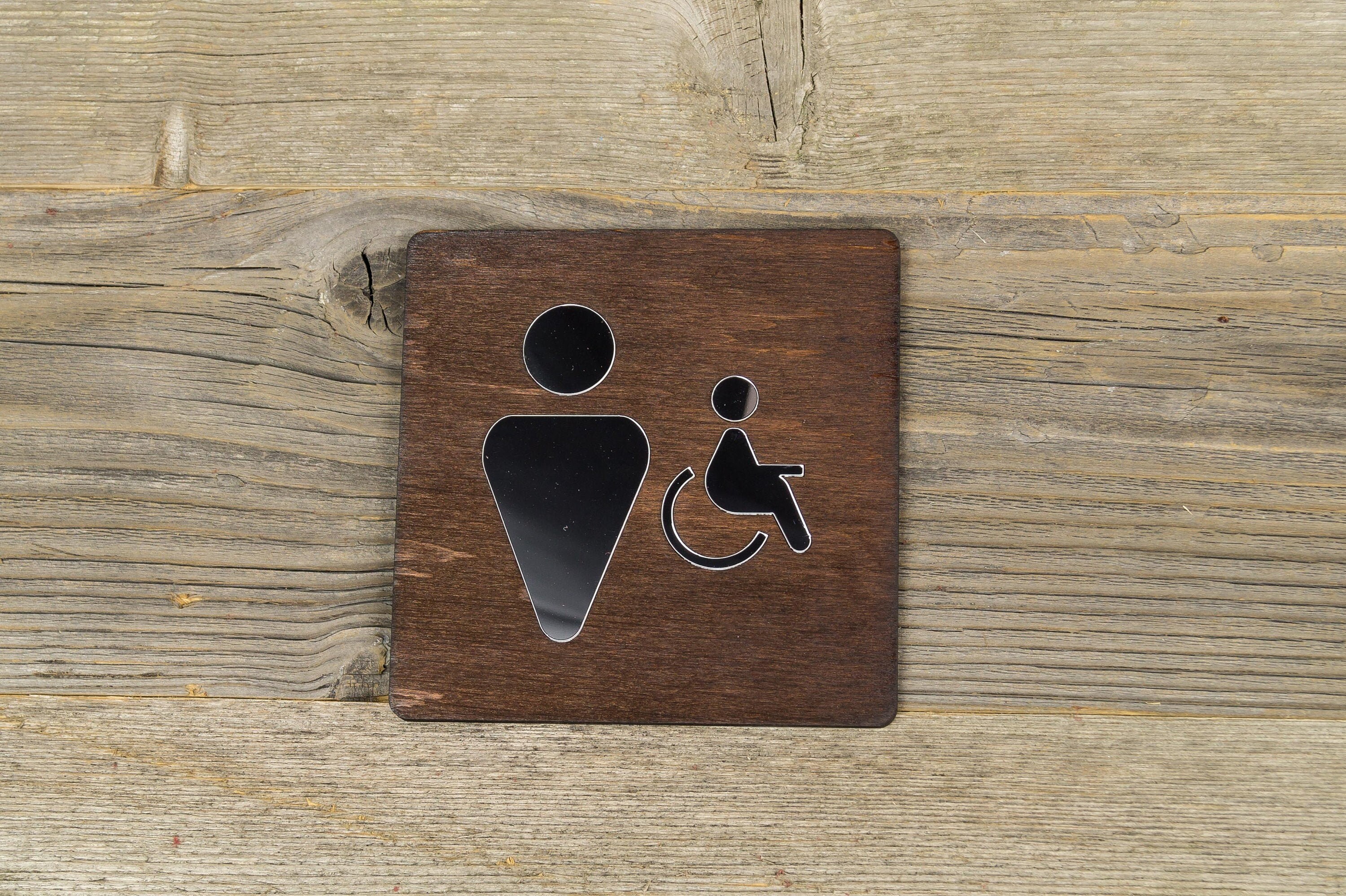 Men & Handicapped Restroom Door Sign With Mirror Insert. - Etsy