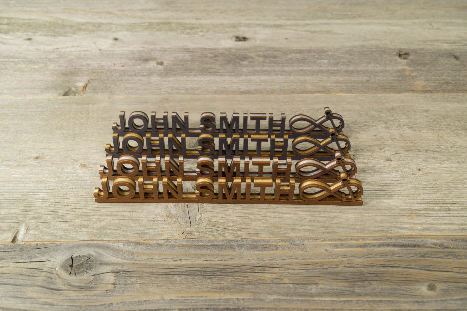 Personalised Wooden Desk Name Plate. Infinity Anchor. Custom Last Name ...