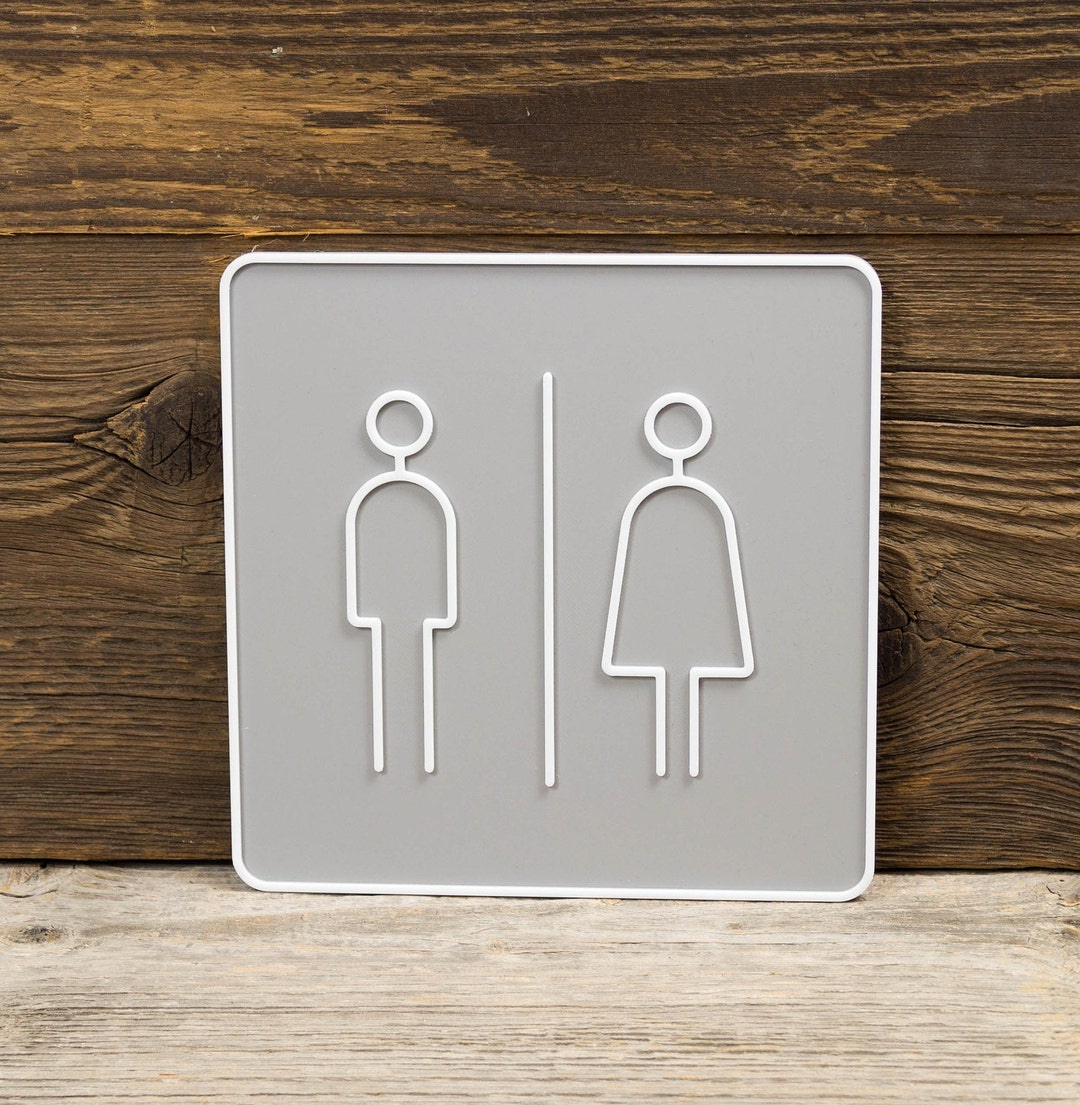 Modern 3D Printed Unisex Restroom Sign - Sleek Bathroom Door Decor ...
