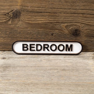 Bedroom Wooden Door Sign. Classic Indoor Signage With Raised Lettering ...