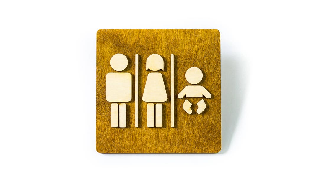 Unisex & Nursery Toilet Door Sign, WC Sign, Restroom Door Sign, Toilet ...