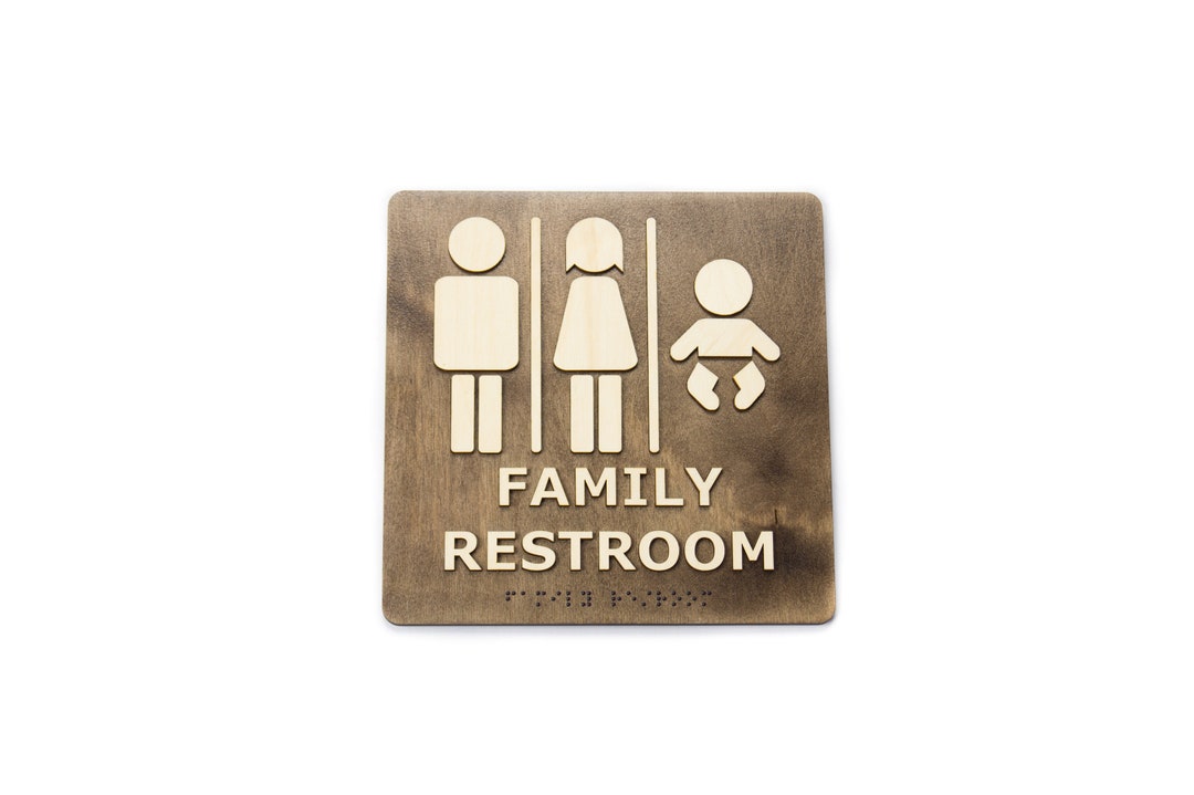 Family Restroom, Toilet Door Sign With Braille Dots, WC Sign, Restroom ...