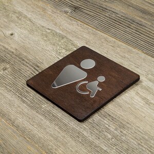 Men & Handicapped Restroom Door Sign With Mirror Insert. Modern Wooden ...