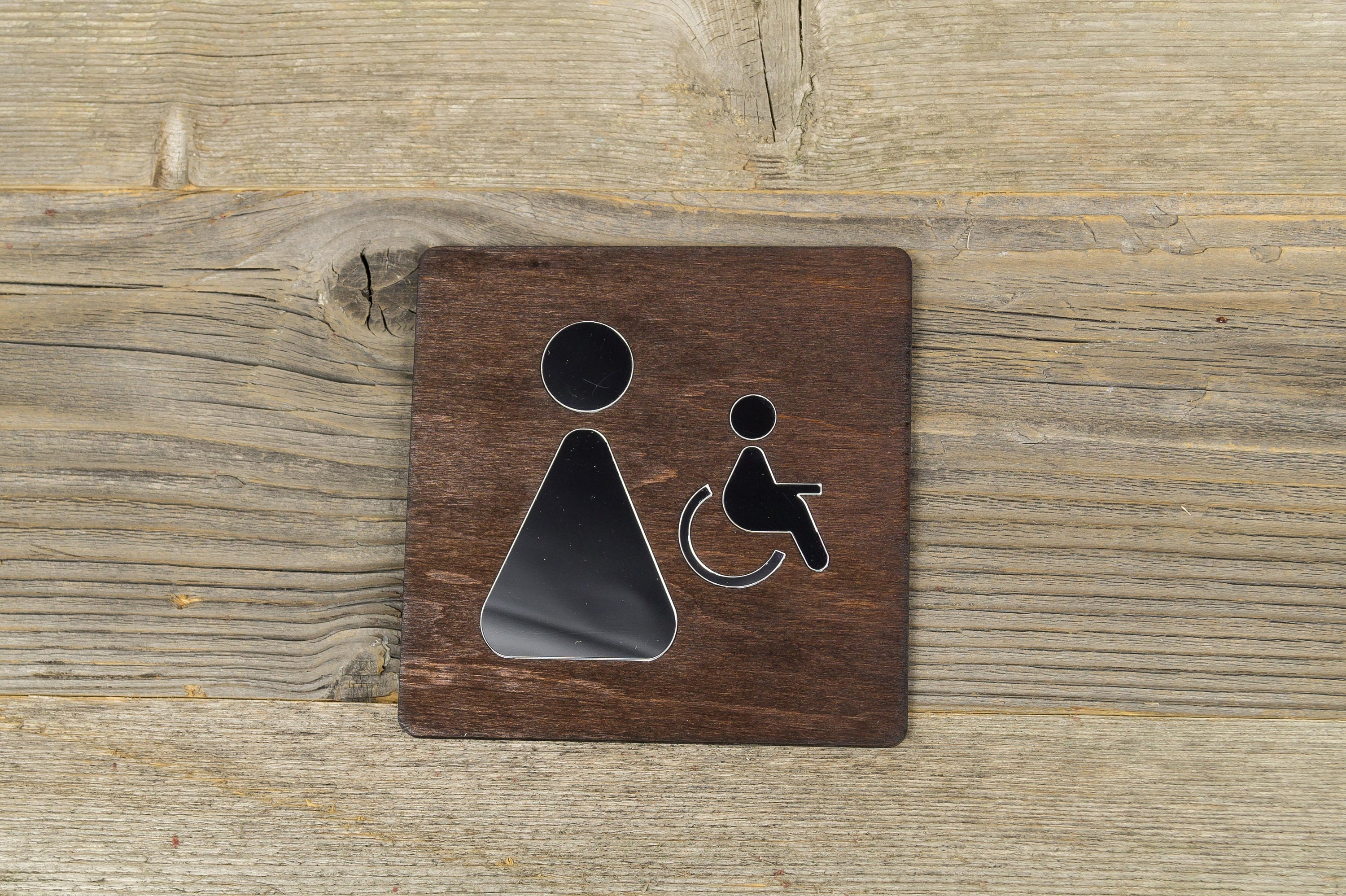 Women & Handicapped Restroom Door Sign With Mirror Insert. - Etsy