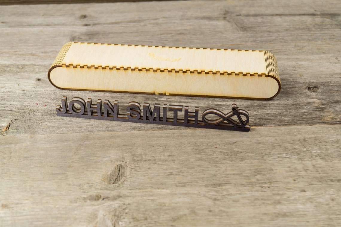 Personalised Wooden Desk Name Plate. Infinity Anchor. Custom | Etsy