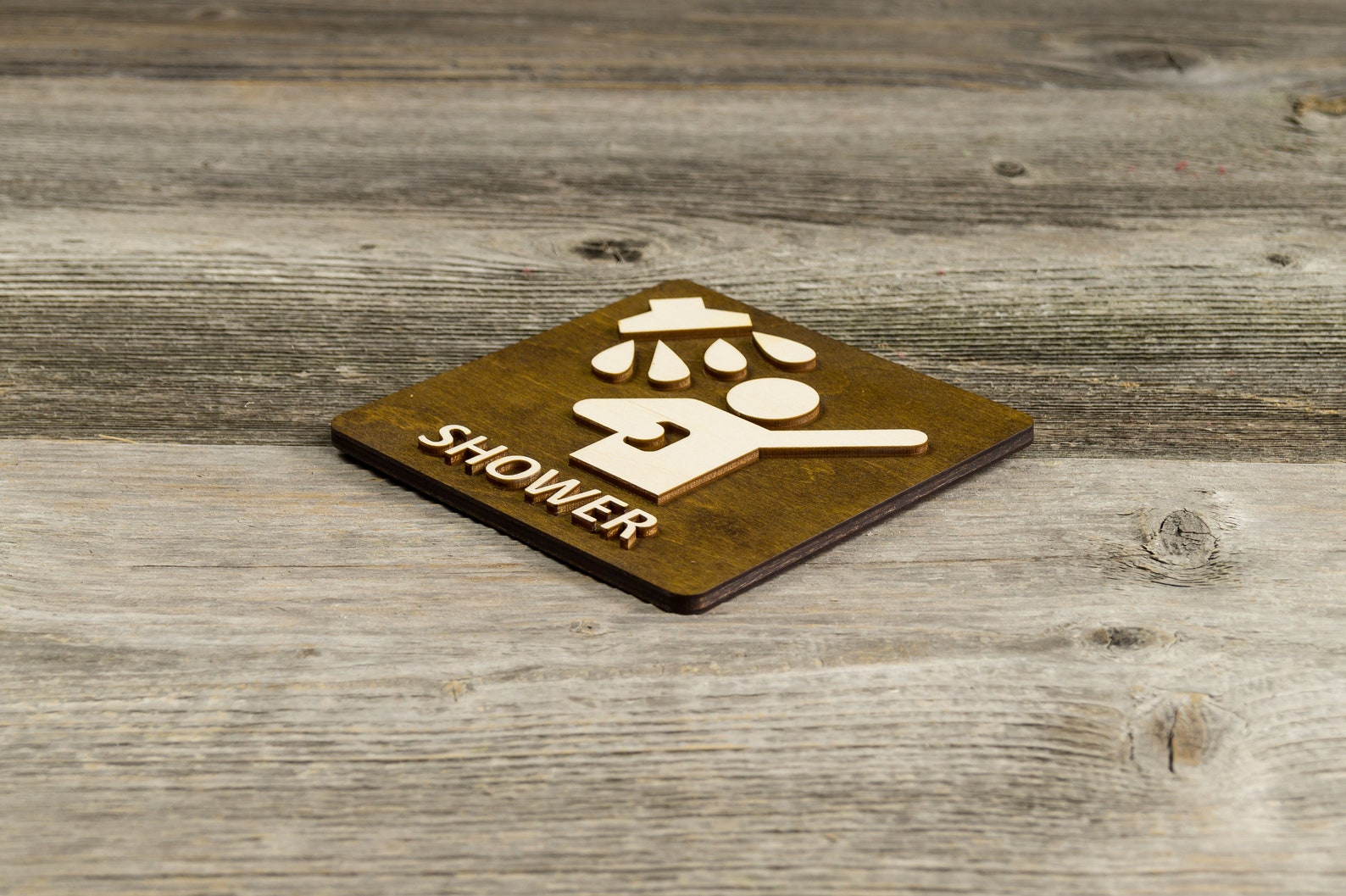 Wooden Shower Door Sign. Bathroom Plate. Restroom Decal. | Etsy