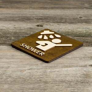 Wooden Shower Door Sign. Bathroom Plate. Restroom Decal. - Etsy