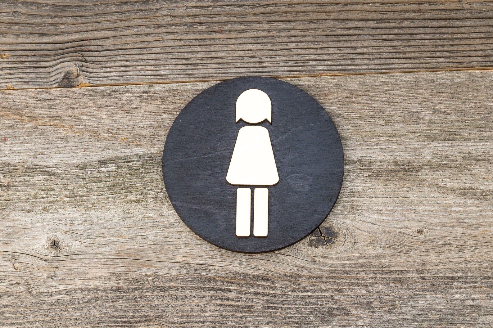 Round Toilet Door Sign. Wooden Rustic Restroom Signs Set. - Etsy