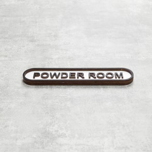 Powder Room Wooden Door Sign. Classic Indoor Signage With Raised ...