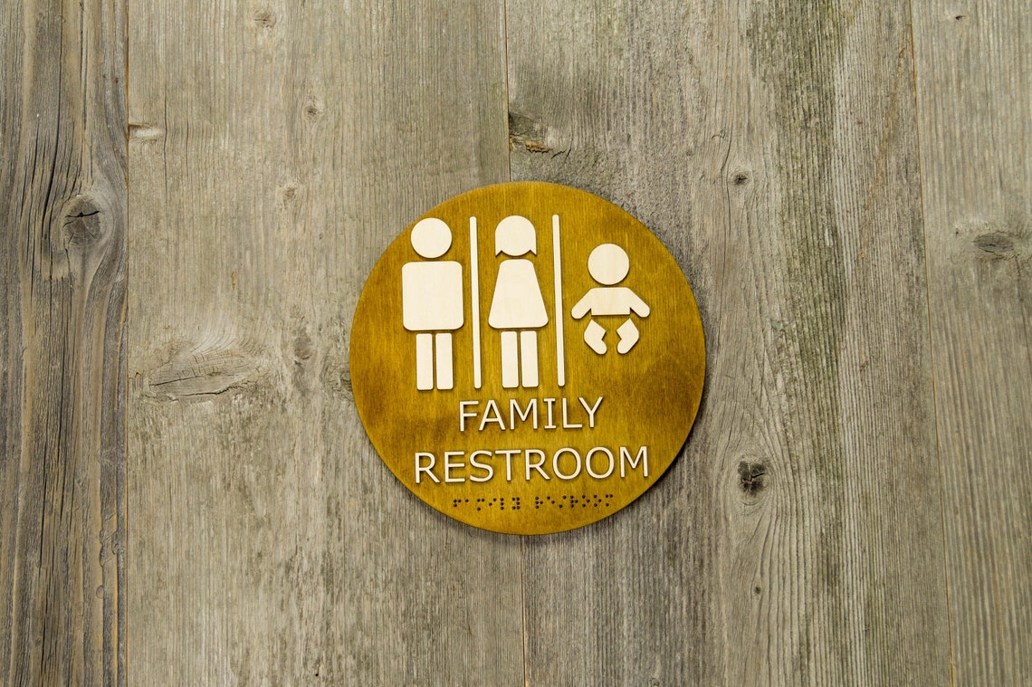 Family Restroom Toilet Door Sign With Braille Dots WC Sign - Etsy