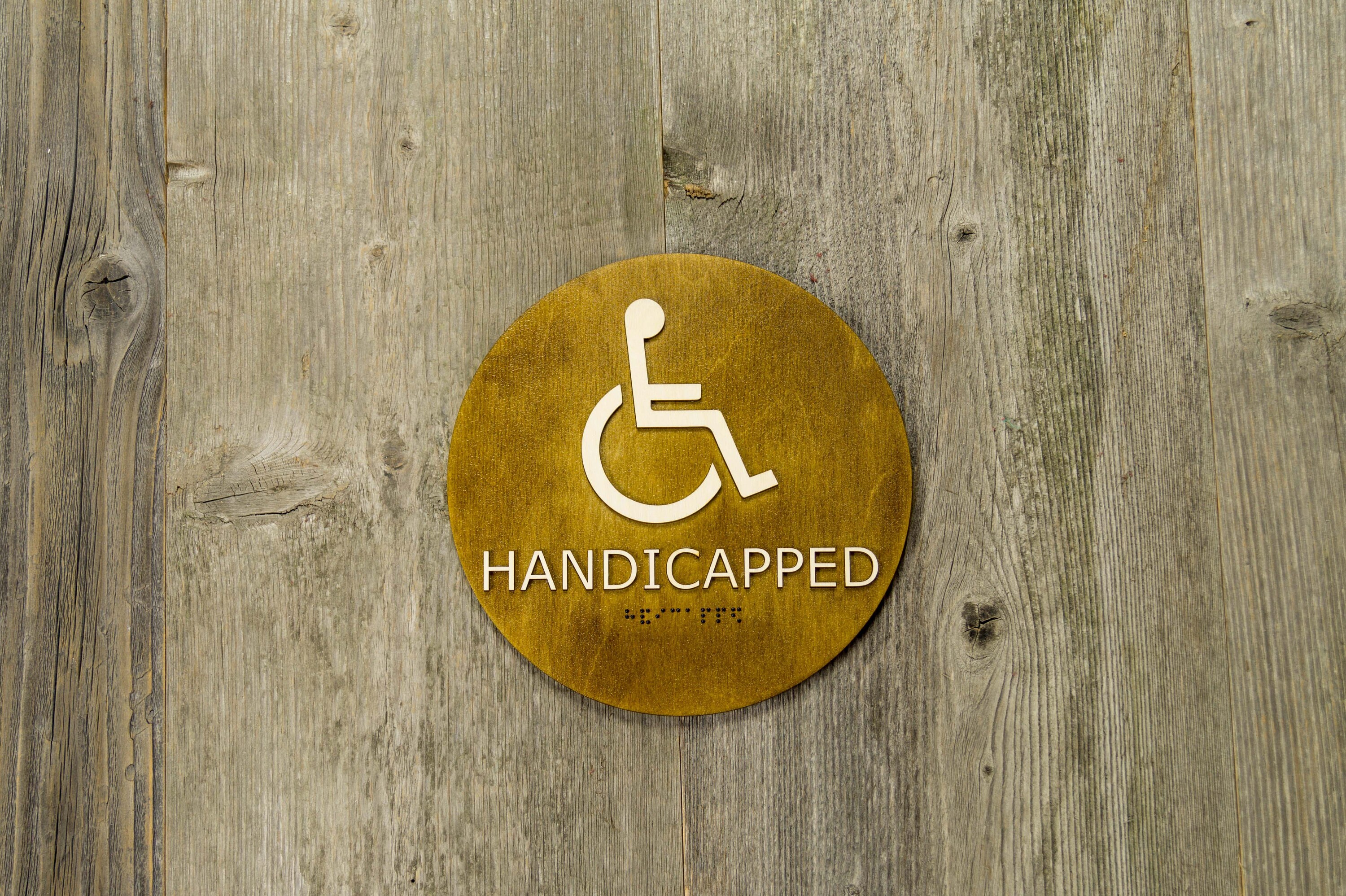 Handicapped Restroom Toilet Door Sign With Braille Dots WC | Etsy