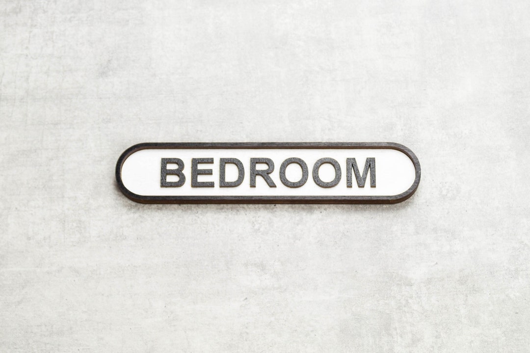 Bedroom Wooden Door Sign. Classic Indoor Signage With Raised Lettering ...