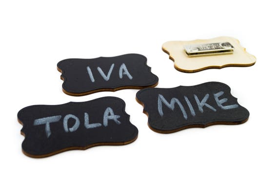 Set of 10 Chalkboard Magnetic Name Tags. Reusable Name Badges. - Etsy