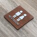 Wooden Unisex Restroom Door Signs With Faux Metal Insert. Brushed Steel ...