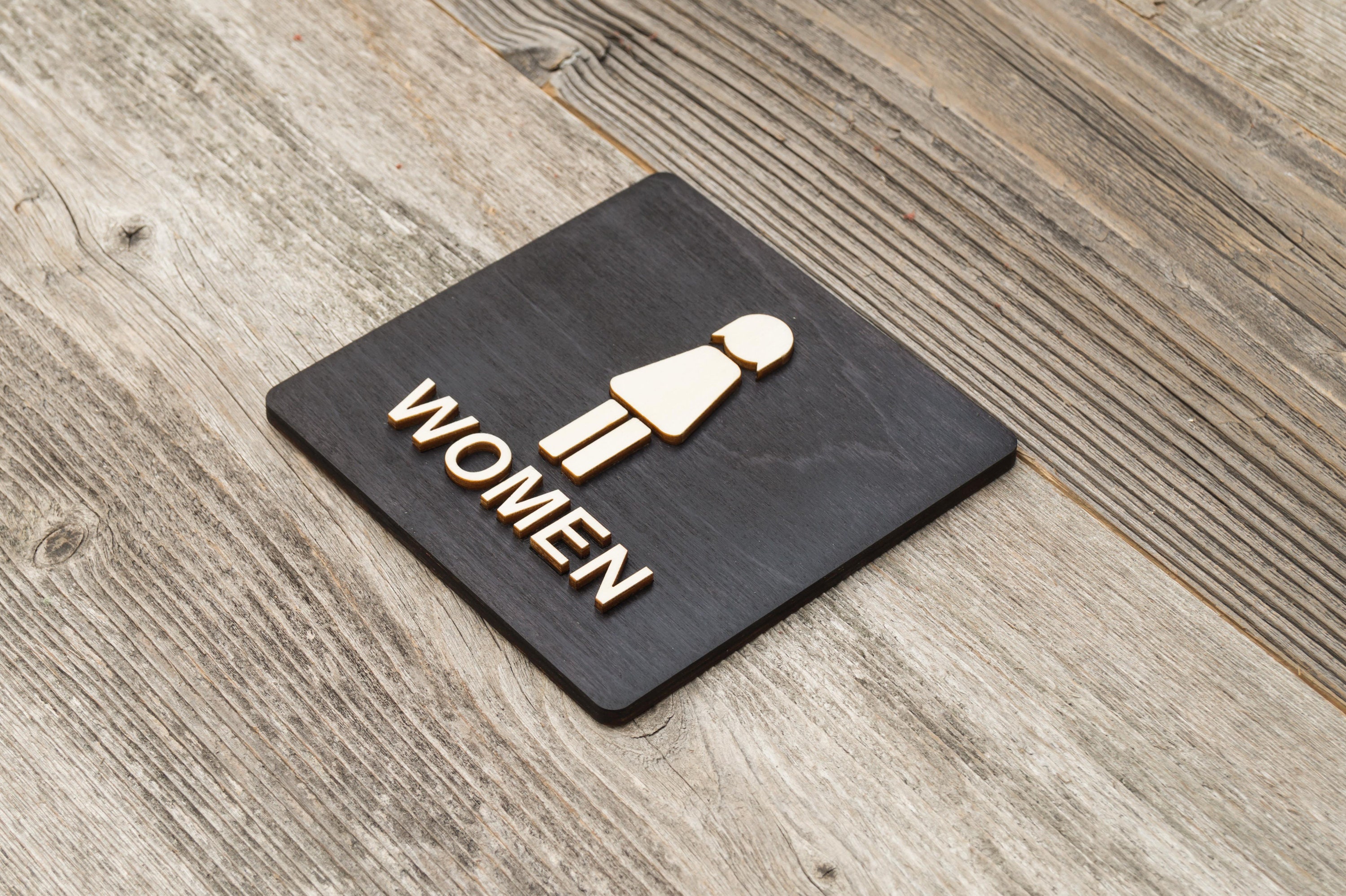 Wooden Women Restroom Door Sign. Rustic Toilet Plaque. - Etsy