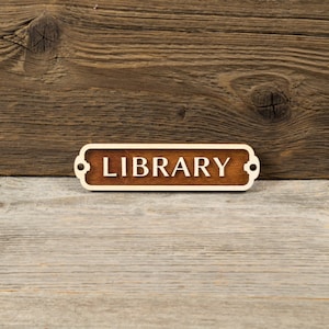 Wood Library Door Sign. Closet Sign. Vintage Style Wall Plate. - Etsy