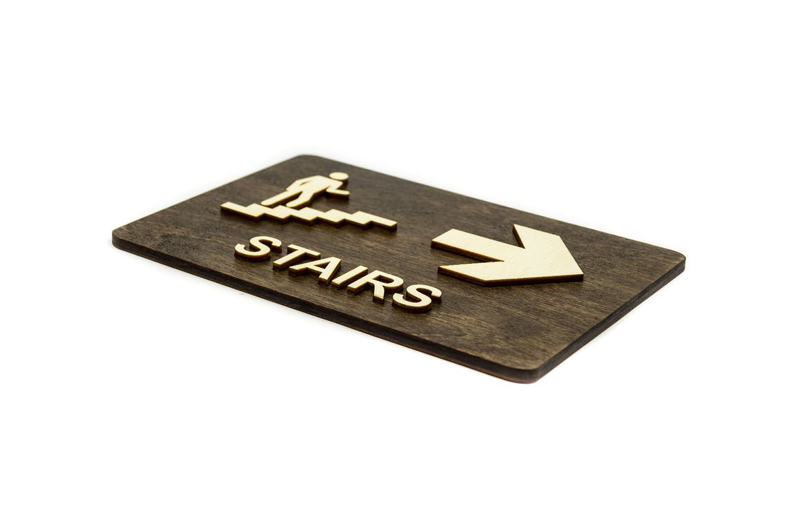 Stairs Sign Staircase Direction. Wooden Door or Wall Sign. - Etsy