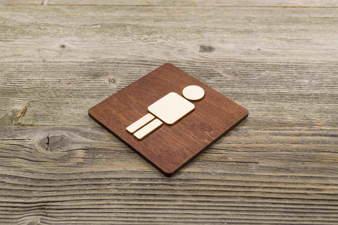 Wooden Men Restroom Door Sign. Rustic Toilet Plaque. Handmade WC Sign ...