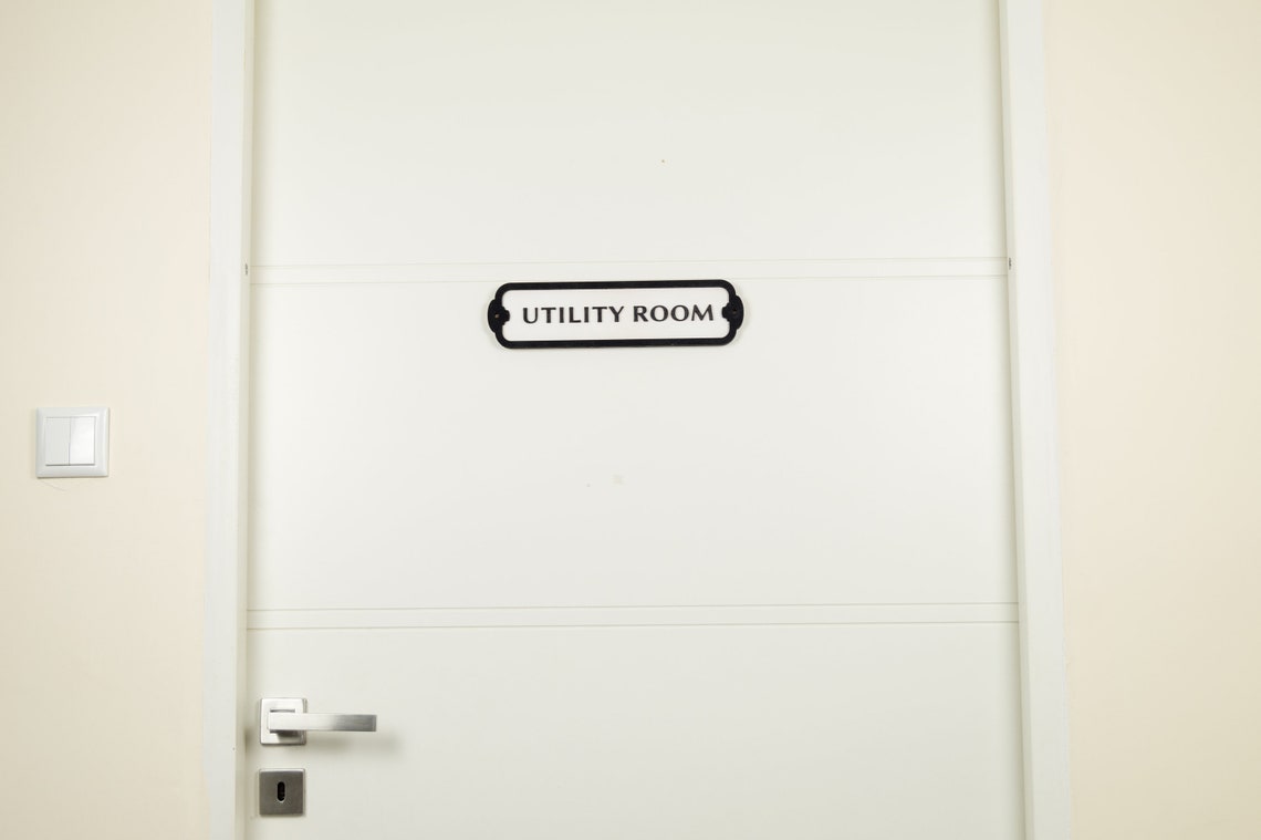 Wood Utility Room Door Sign. Vintage Style Wall Plate. | Etsy