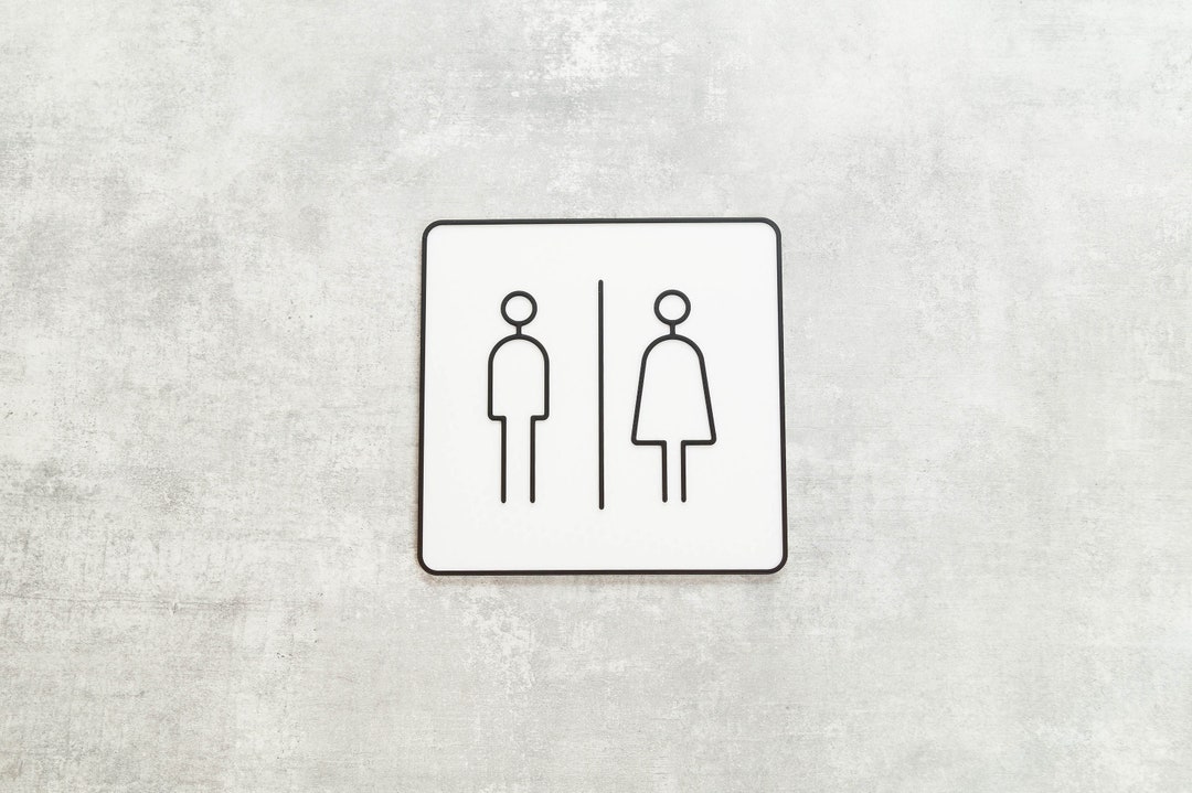 Modern 3D Printed Unisex Restroom Sign - Sleek Bathroom Door Decor ...