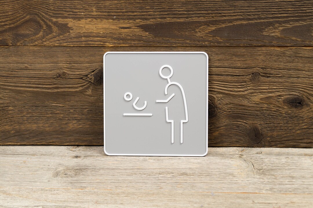 Modern 3D Printed Baby Change Restroom Sign - Sleek Bathroom Door Decor ...
