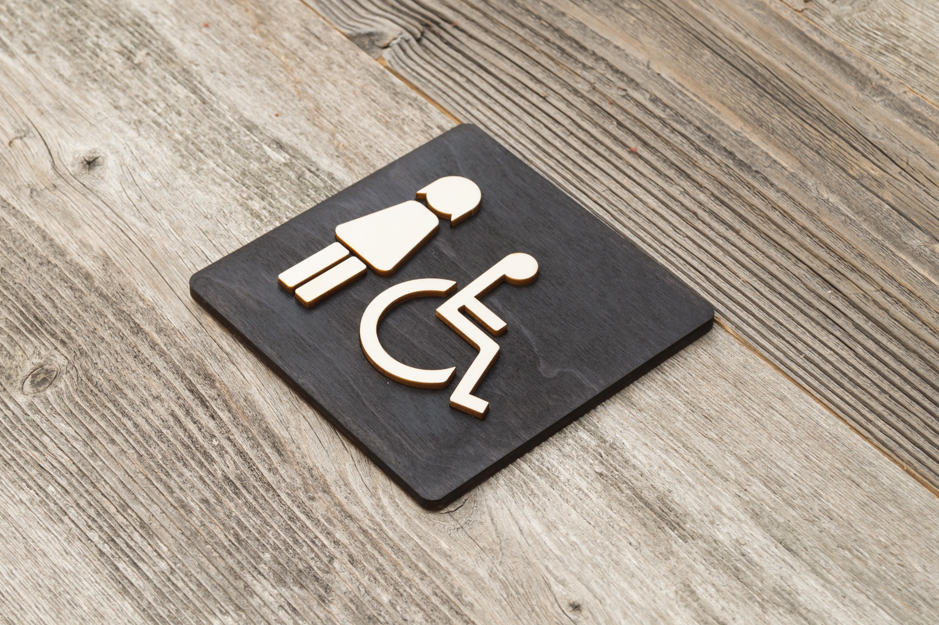 Wooden Women & Handicapped Restroom Door Sign. Rustic Toilet - Etsy
