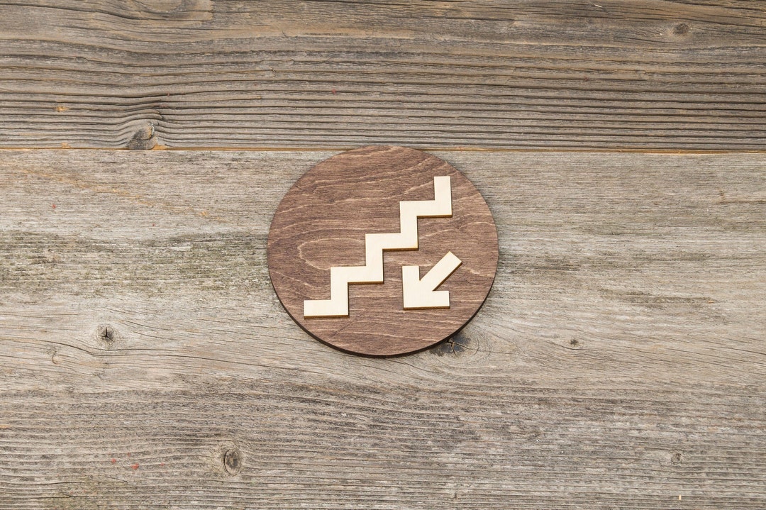 Round Staircase Down Wooden Sign. Stairway Plate. - Etsy