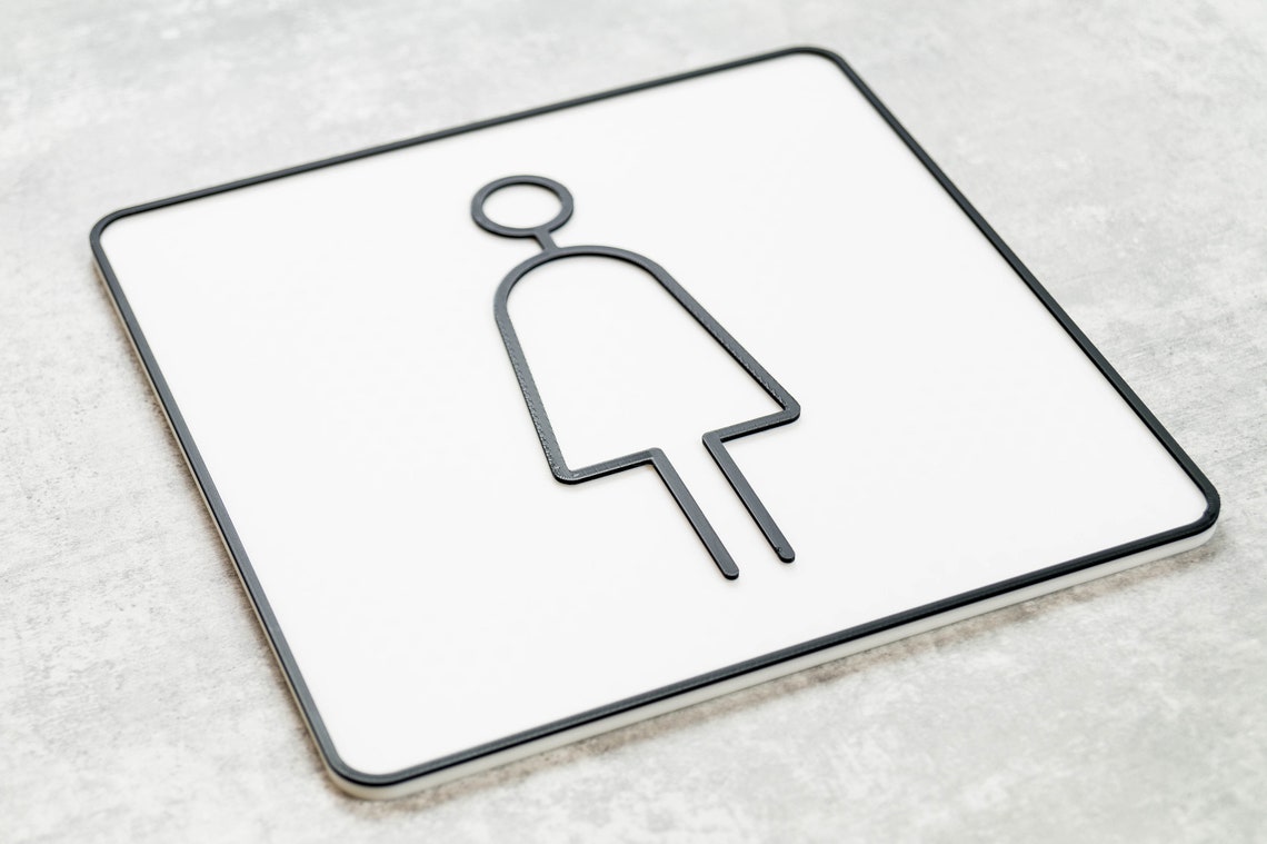 Modern 3D Printed Women Restroom Sign - Sleek Bathroom Door Decor ...